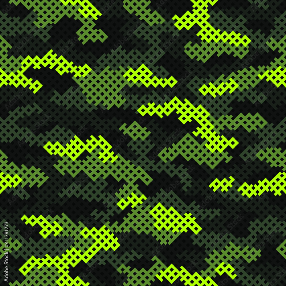 Camouflage grid seamless pattern. Abstract modern endless camo texture ...