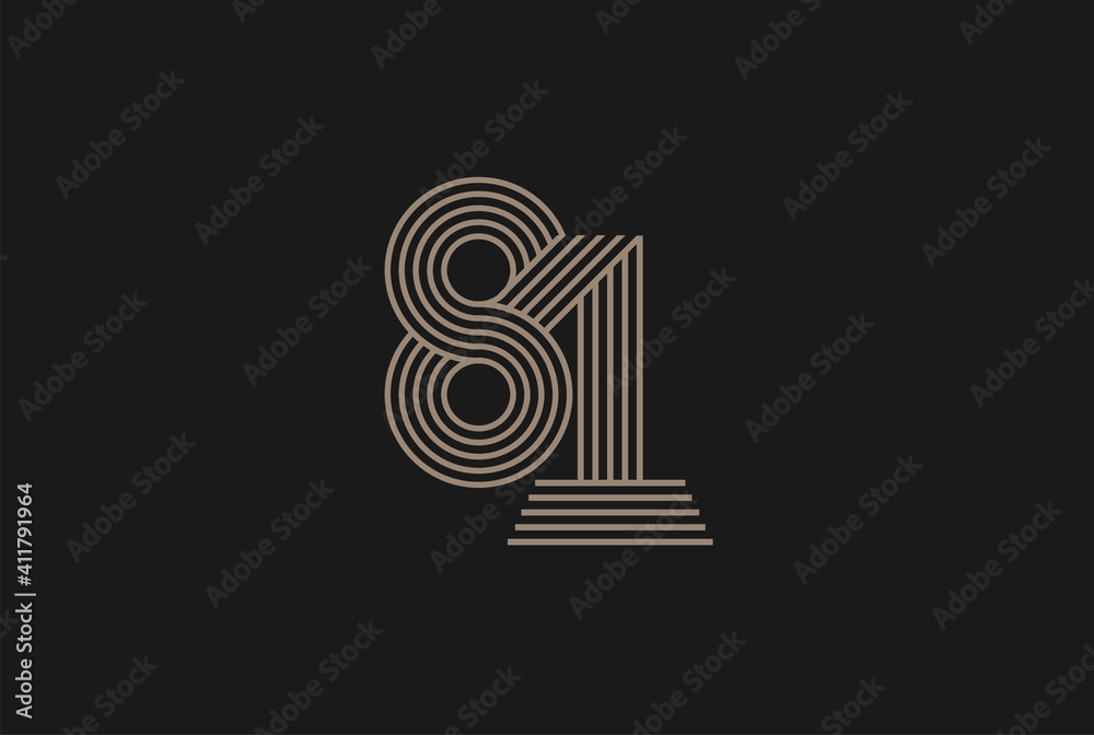 Number 81 Logo, Monogram Number 81 logo multi line style, usable for ...