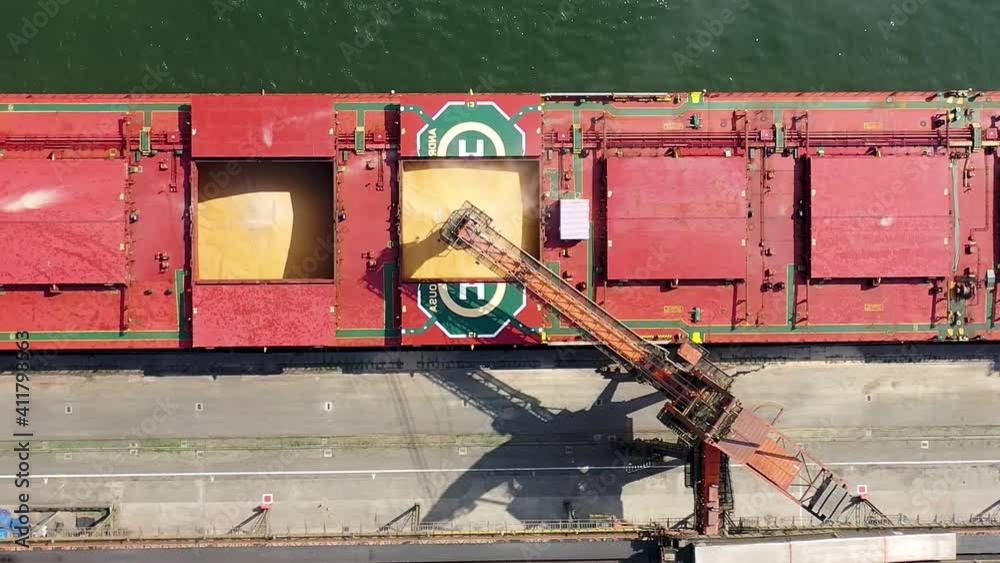 Container ship view in the industrial port. Maritime transport ...