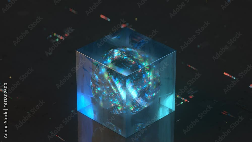 Abstract futuristic technology cube. Science fiction research ...