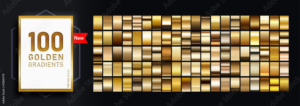 New mega set of gradients, consisting of collection 100 gold glossy ...