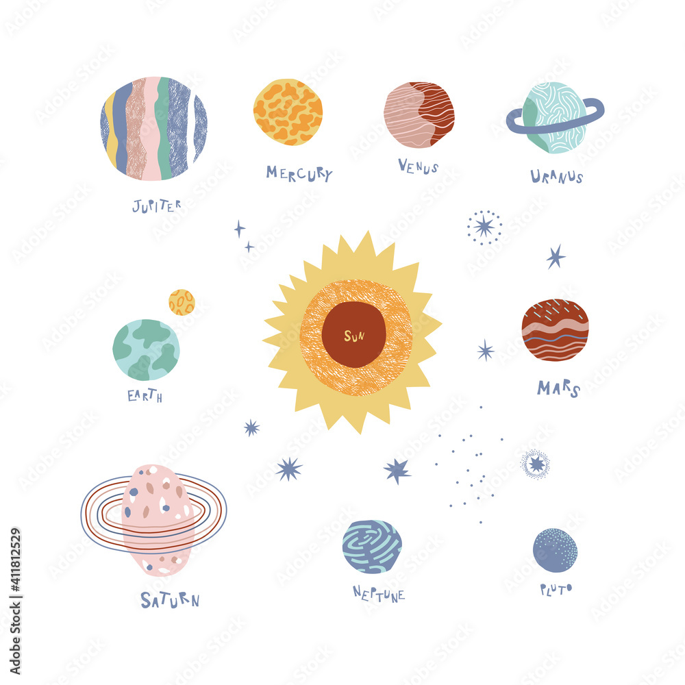 Solar system planet vector clip art set isolated on white background ...