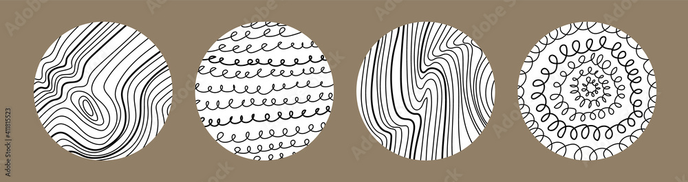 Set of round contemporary abstract backgrounds patterns retro textures ...