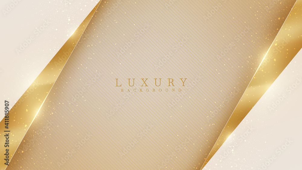 Abstract yellow luxury background with golden line , Realistic paper ...