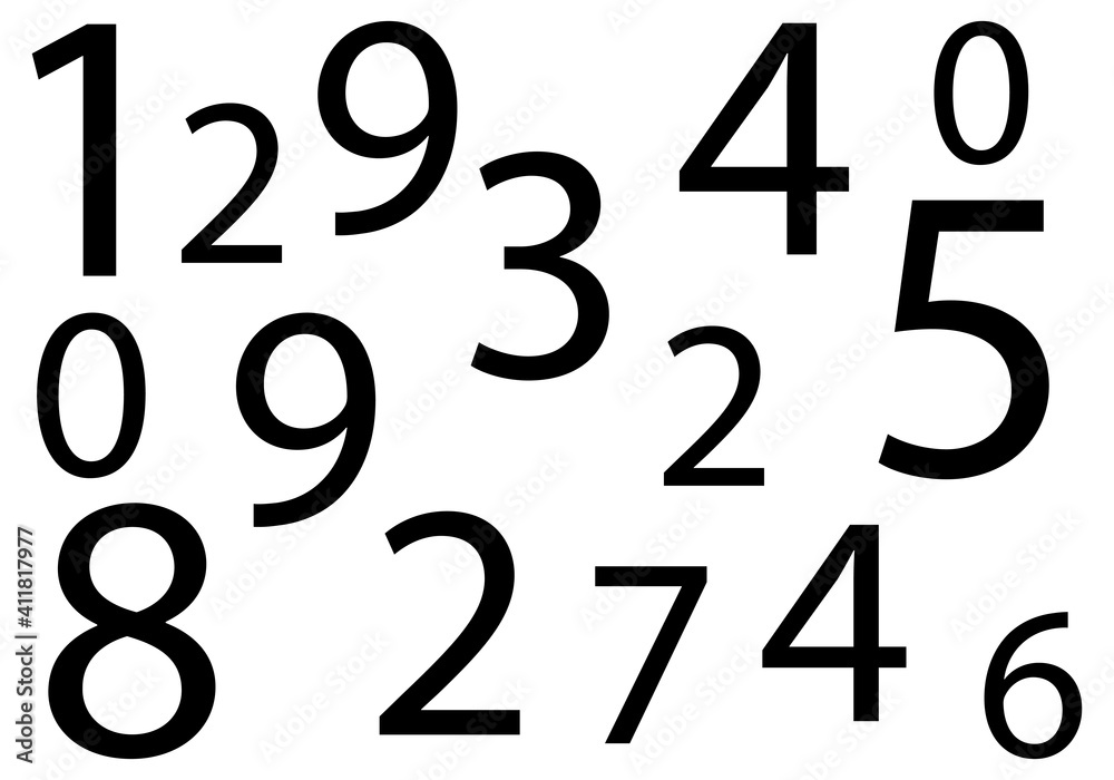 Fondo de números y cifras en fondo blanco. Stock Vector | Adobe Stock