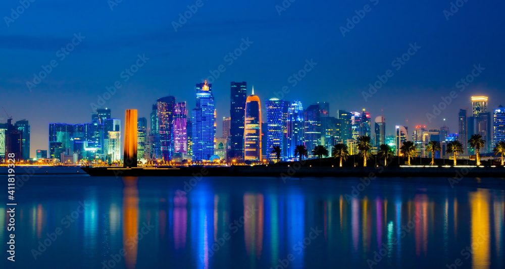 Background image of qatar capital skyline Stock Photo | Adobe Stock