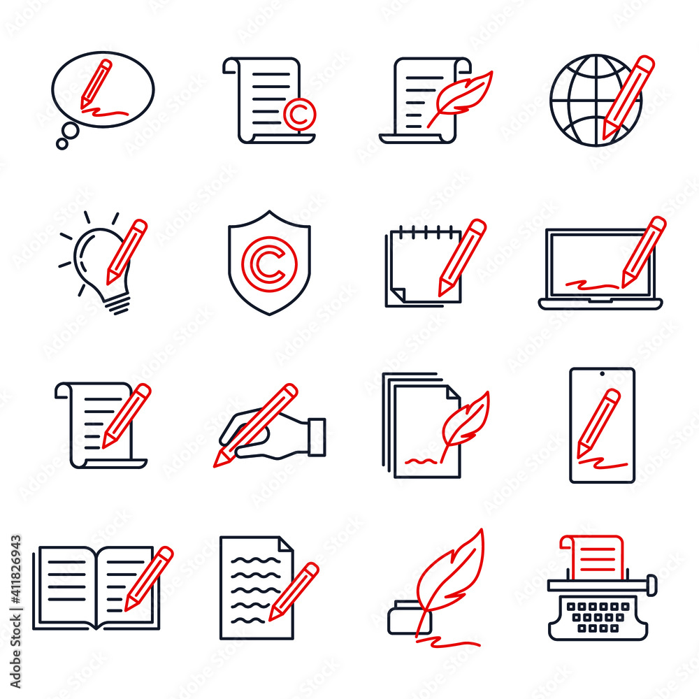Set of Copyrighting icons. copywriting pack symbol template for graphic ...
