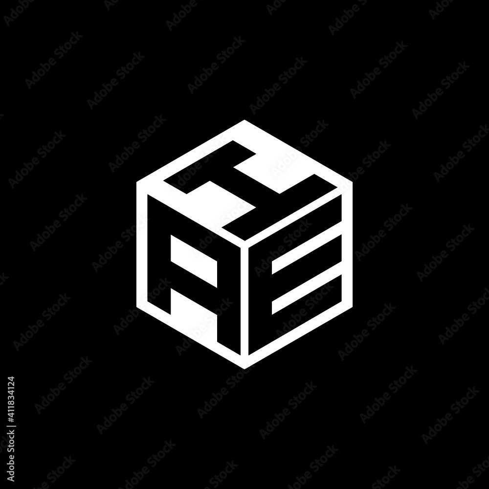 AEI letter logo design with black background in illustrator, cube logo ...