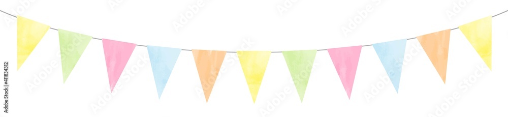 triangular colorful flags garland in pastel colors vector isolated on ...