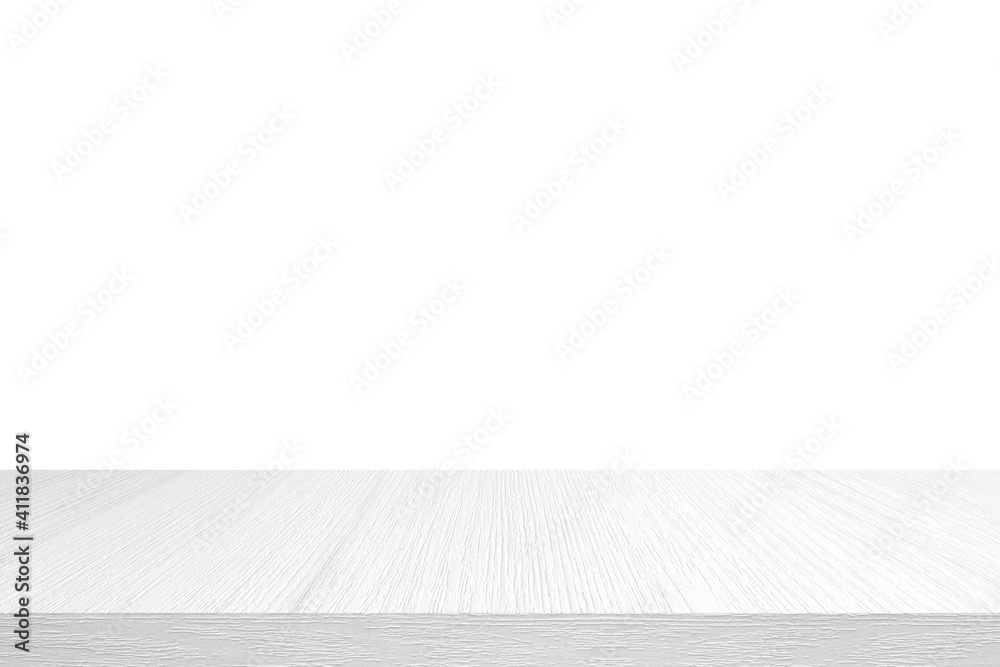 Empty white wooden table top, desk isolated on white background, Wood ...