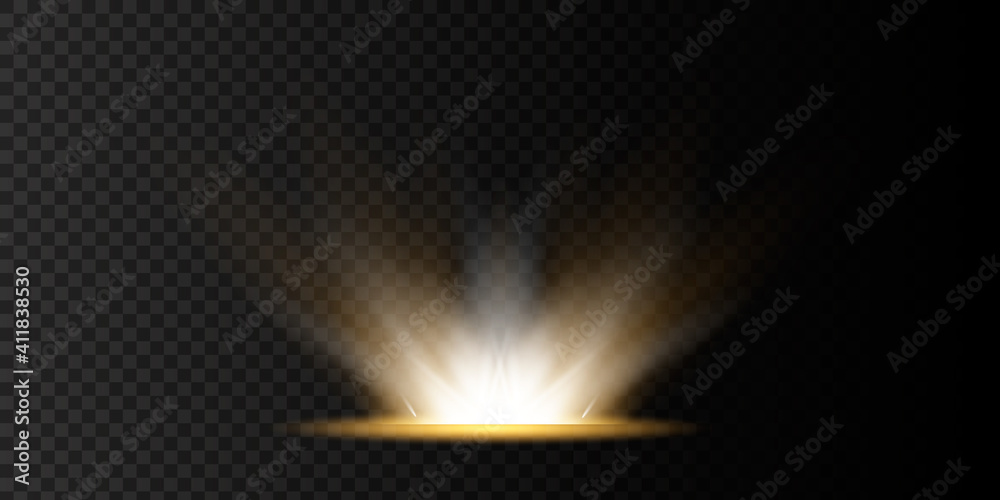 Light highlight yellow special effect with rays of light and magic ...