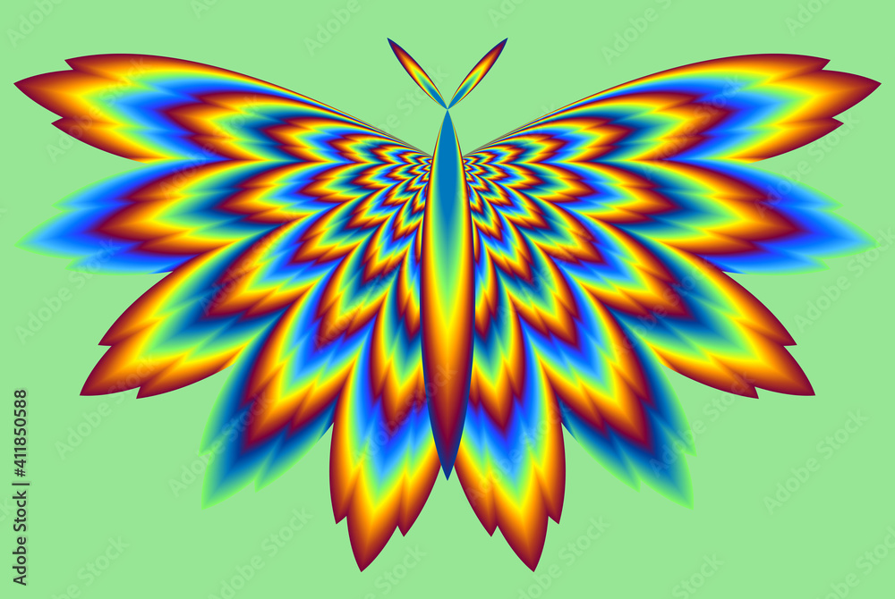 Fire butterfly. Optical illusion of movement. Stock Vector | Adobe Stock