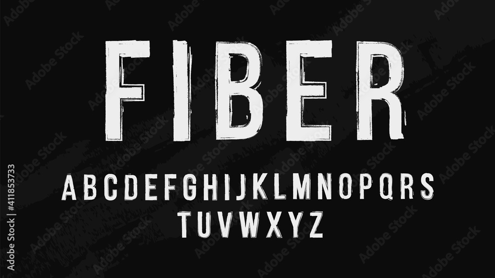 Bold Textured Vector Font. Distressed Rough Brush Texture Style Grunge ...