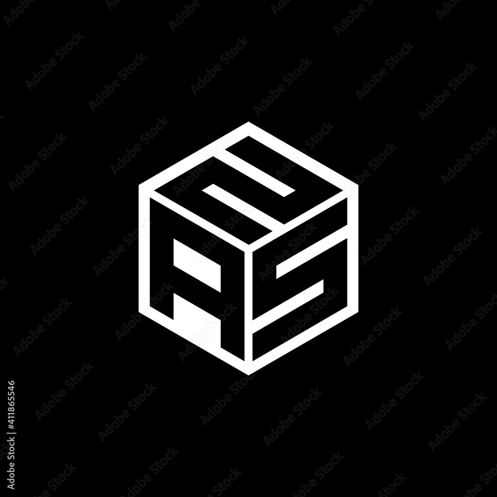 ASN letter logo design with black background in illustrator, cube logo ...
