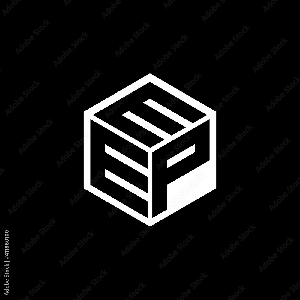 EPM letter logo design with black background in illustrator, cube logo ...