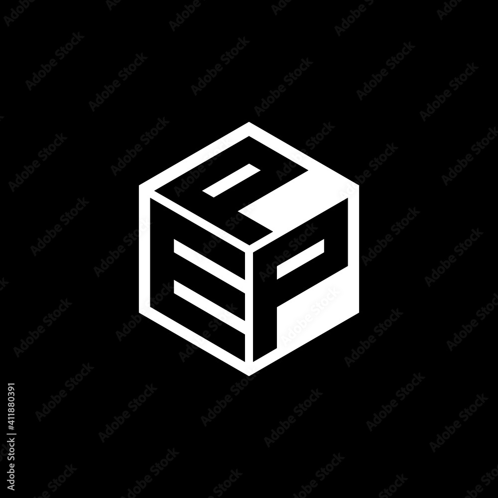 EPP letter logo design with black background in illustrator, cube logo ...