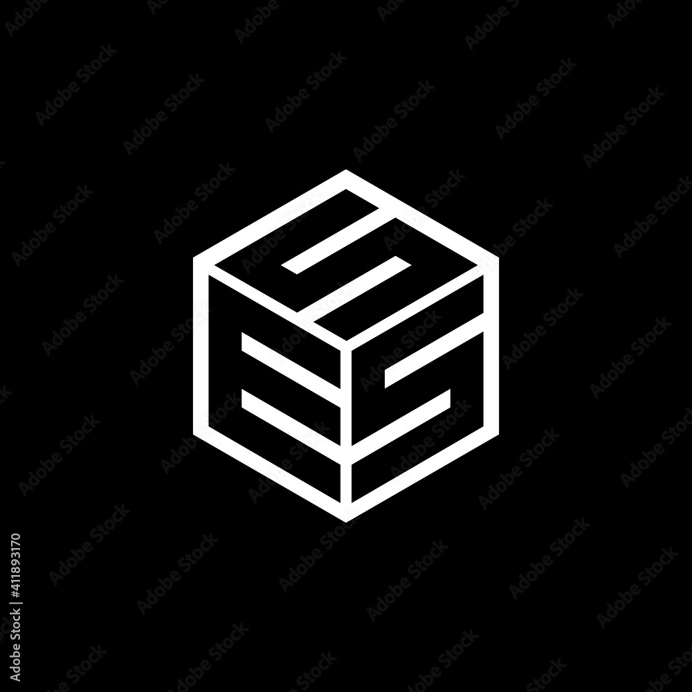 ESS letter logo design with black background in illustrator, cube logo ...