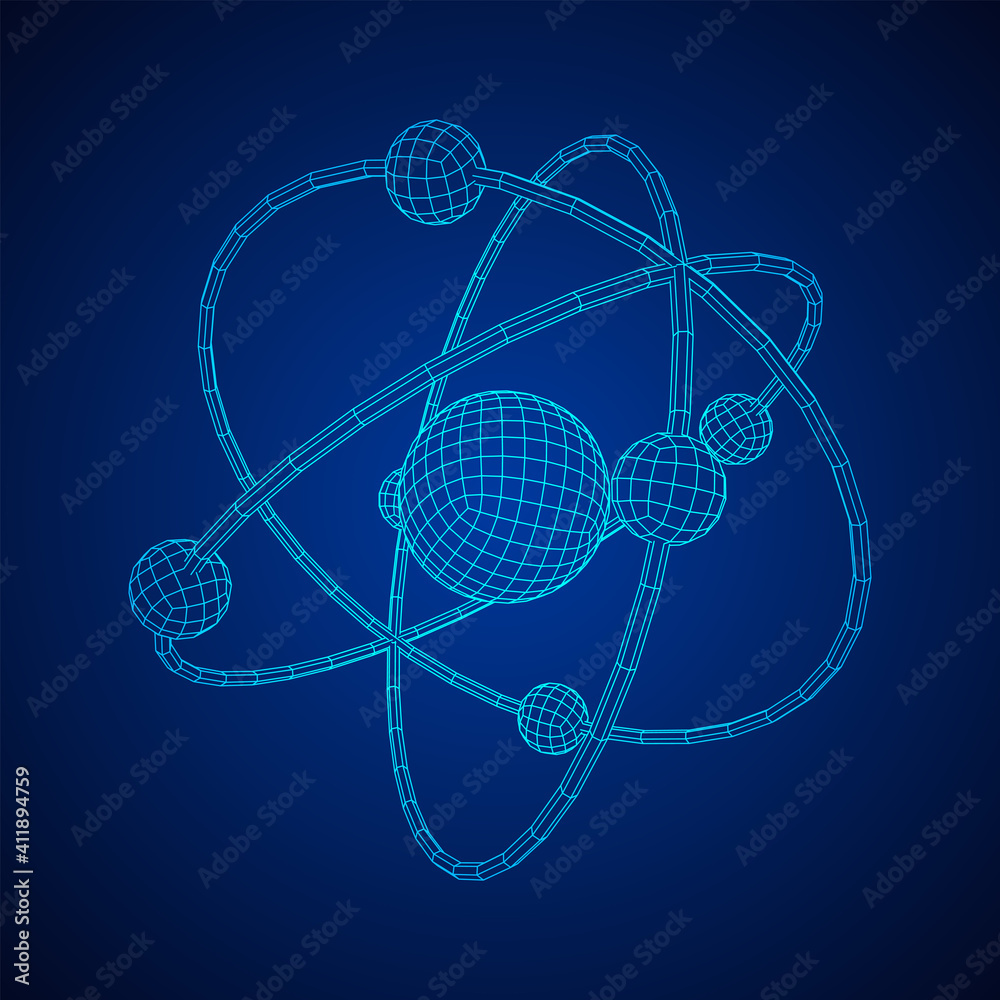Planetary model of atom with nucleus and electrons Stock Vector | Adobe ...