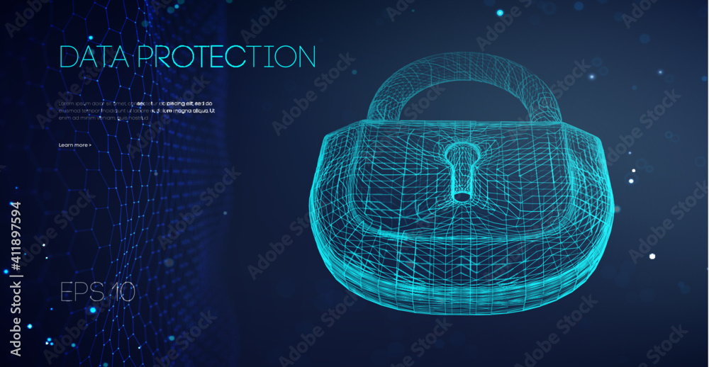 Data Protection Binary Lock. IT support vector illustration. Secure ...