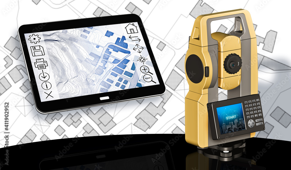 Planning a new city - concept image with an imaginary cadastral map of ...