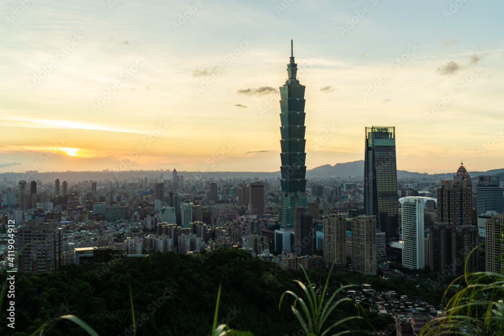 Panorama of Taipei's skyline in Taiwan. Photo taken from the elephant ...