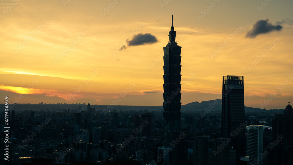 Panorama of Taipei's skyline in Taiwan. Photo taken from the elephant ...