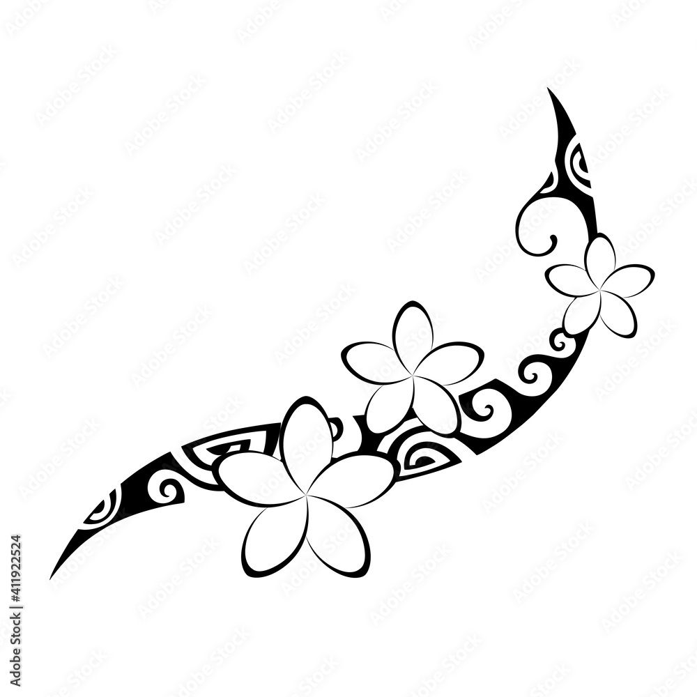 Hawaiian Flower Black And White Tattoo