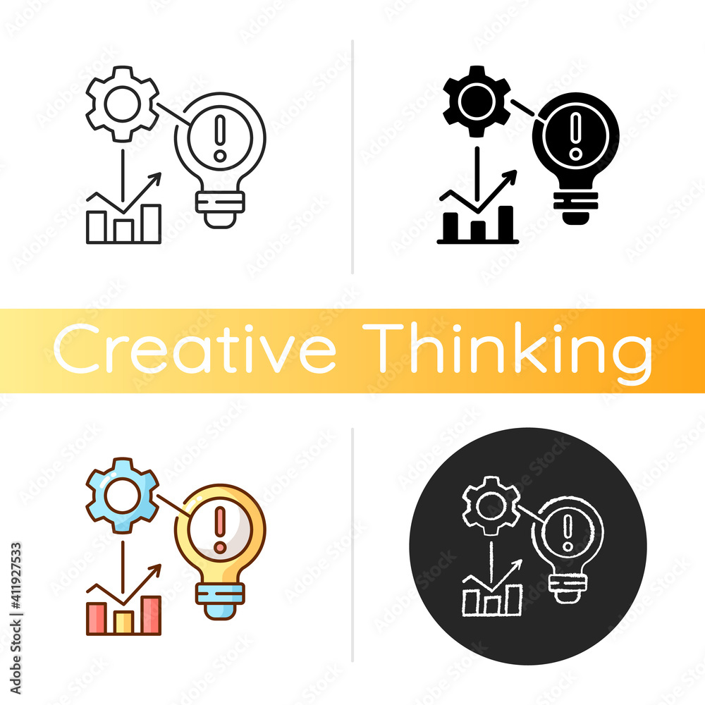 Identifying problems icon. Root cause analisys. Creativity development ...