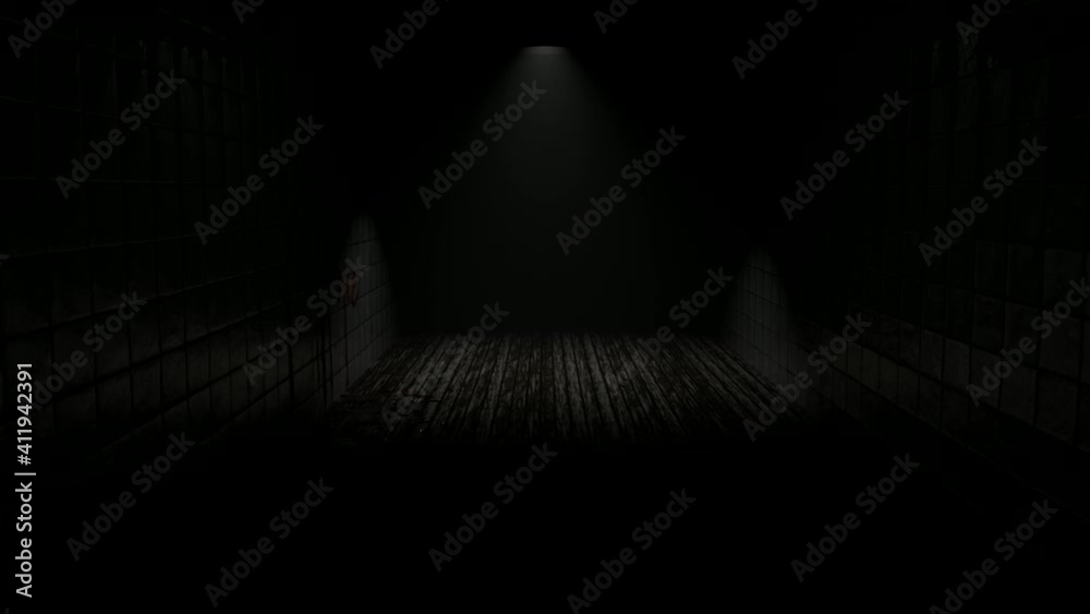 3d Looped animation of horror atmospheric scene. Scary old corridor ...