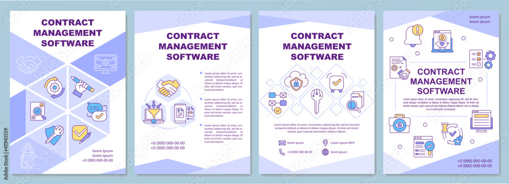 Vetor de Contract management software brochure template. Creation ...