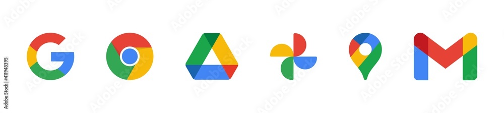 Google products and programs logo on a white background, google icons ...
