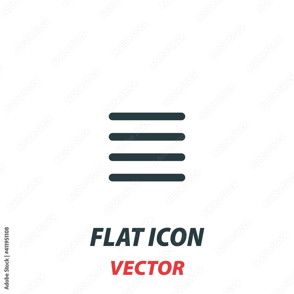 Justify paragraph alignment margin icon in a flat style. Vector ...