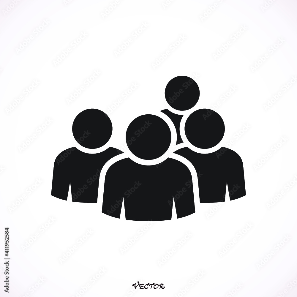 four People, Icon. Illustration of crowd of people icon silhouettes ...