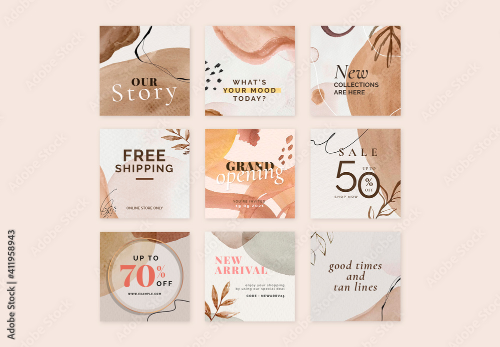 Brown Fashion Sale Layout Design Stock Template | Adobe Stock