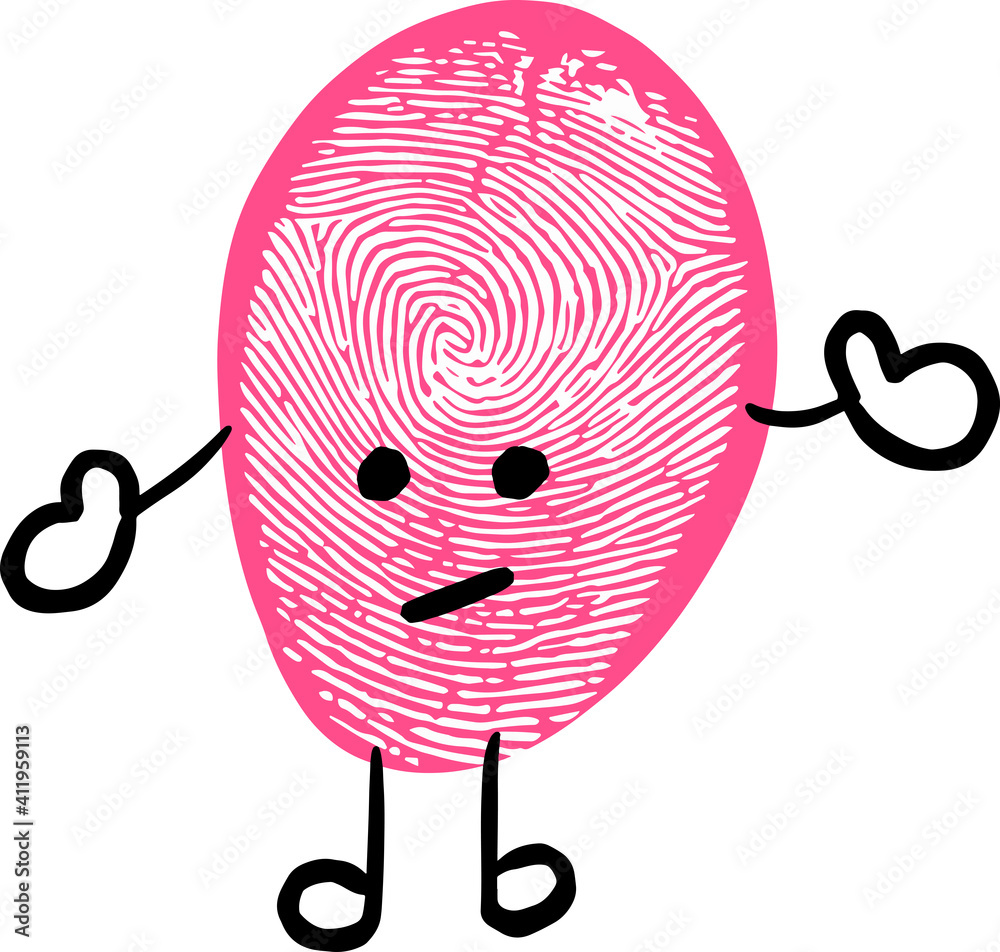 Funny Fingerprint Print Bean Cartoon Character Emoticon Stock Vector ...