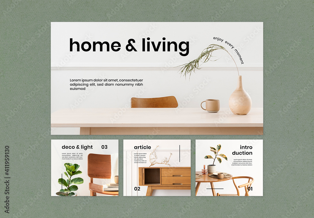 Interior Design Website Elements Mockup Stock Template | Adobe Stock