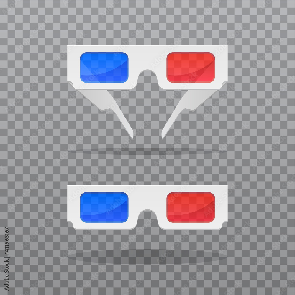 Realistic 3D glasses in two position. Chromatic aberration. Vector ...