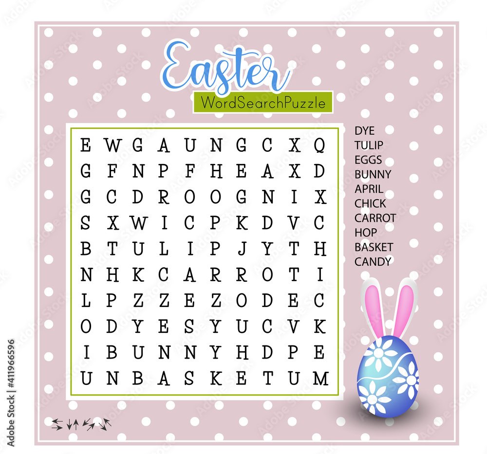 Easter word search puzzle. Educational game for kids. Holiday crossword ...