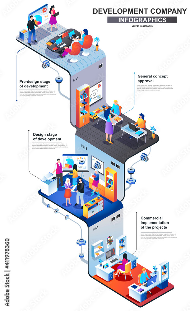 Development company modern isometric infographics. 3d isometry graphic ...