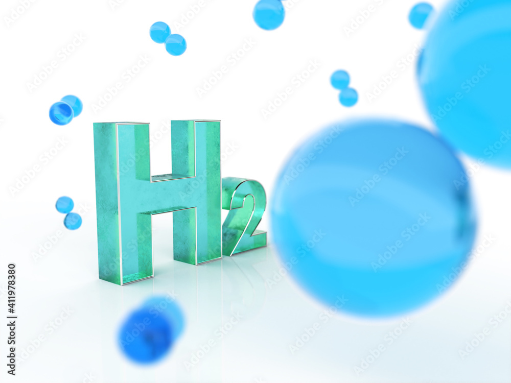 H2 letters on white background illustration a future energy source ...