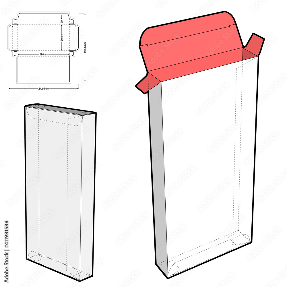 Simple Packaging Box (Internal measurement 9x2x18cm) and Die-cut ...