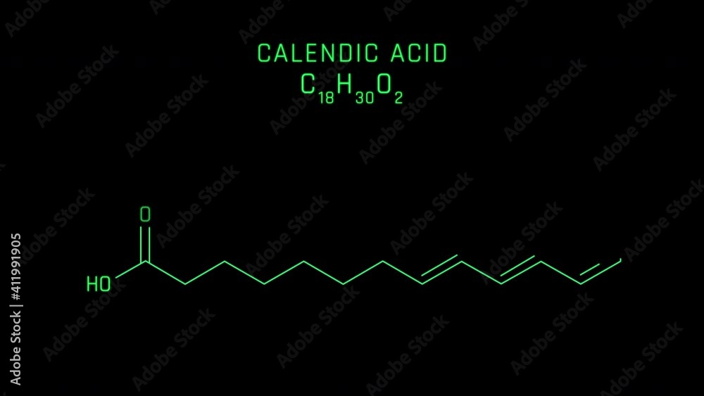 Calendic Acid Molecular Structure Symbol Neon Animation on black ...