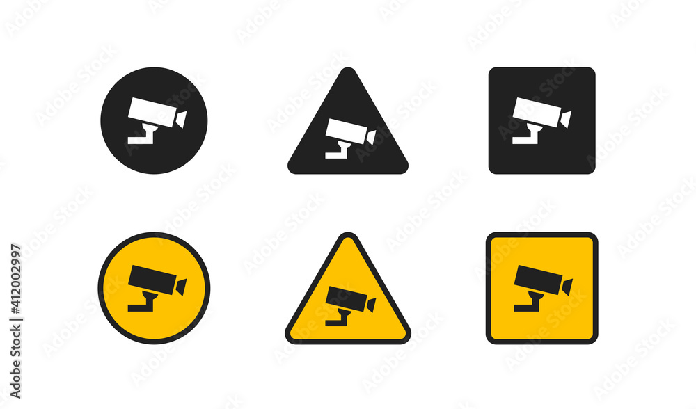 CCTV icon set. Security camera illustration symbol. Safety video sign ...