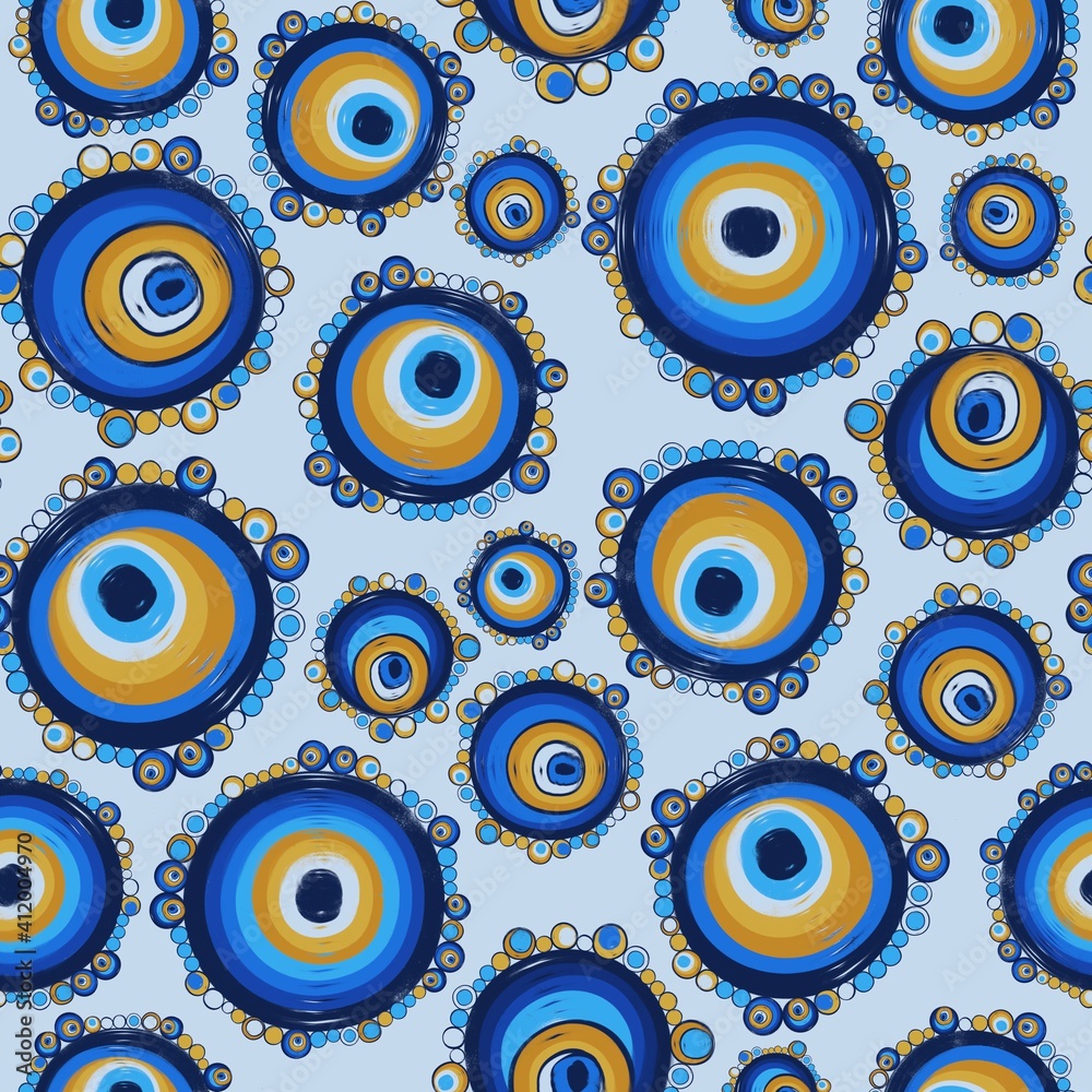 Evil Turkish eyes doodle drawing seamless pattern.Different shapes.Free ...
