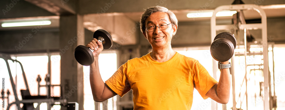 Old man exercising in the gym Enhance health For strength Exercise ...