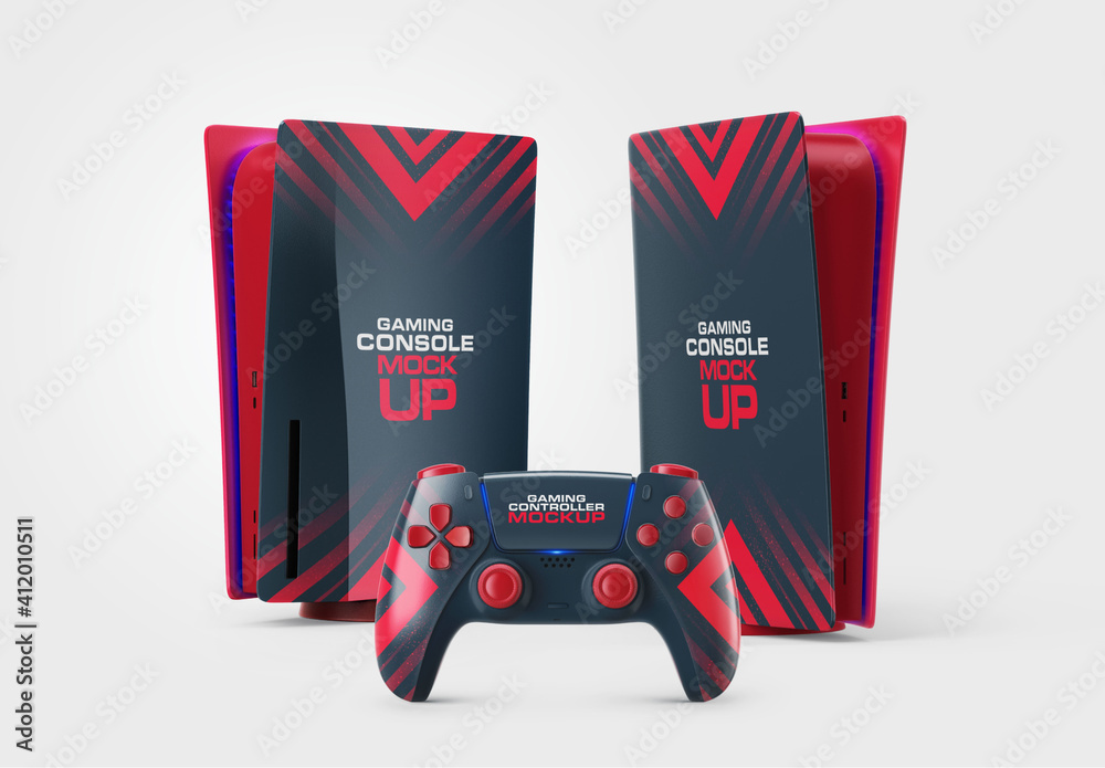 Gaming Console and Controller Mockup Stock Template | Adobe Stock