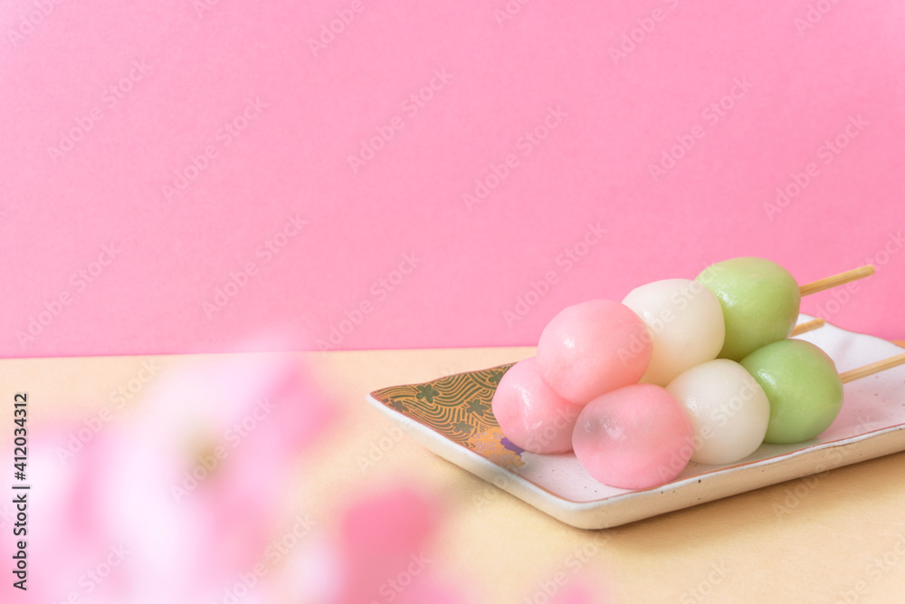 Cherry Blossoms and three Colour Dango Dumplings. cherry blossom ...
