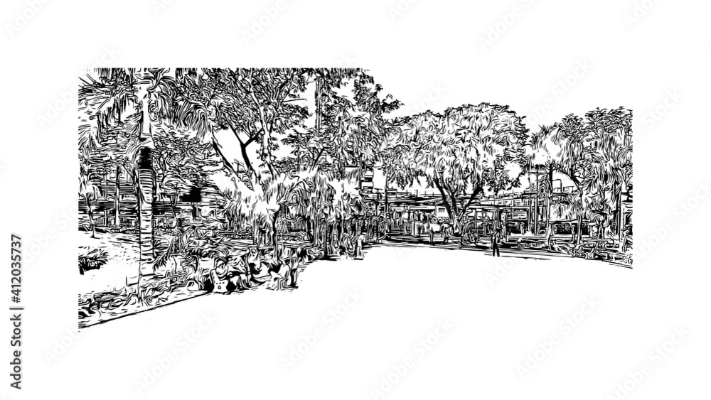 Building view with landmark of Cebu is the city in Philippines. Hand ...