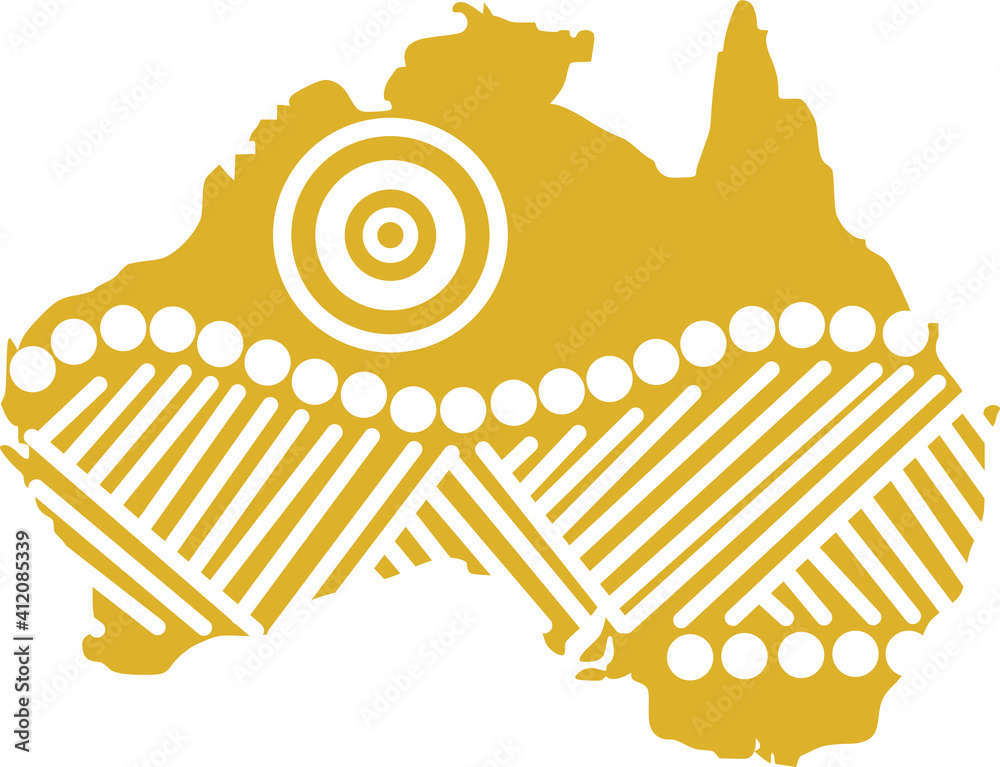 Map of Australia with an aboriginal style geometric pattern Stock ...