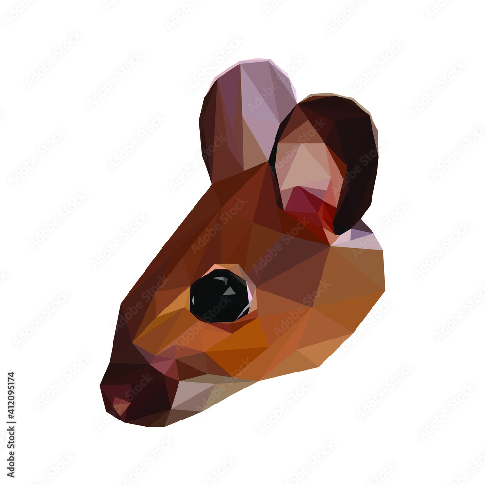 Geometrical illustration of a brown mouse head isolated Stock Vector ...